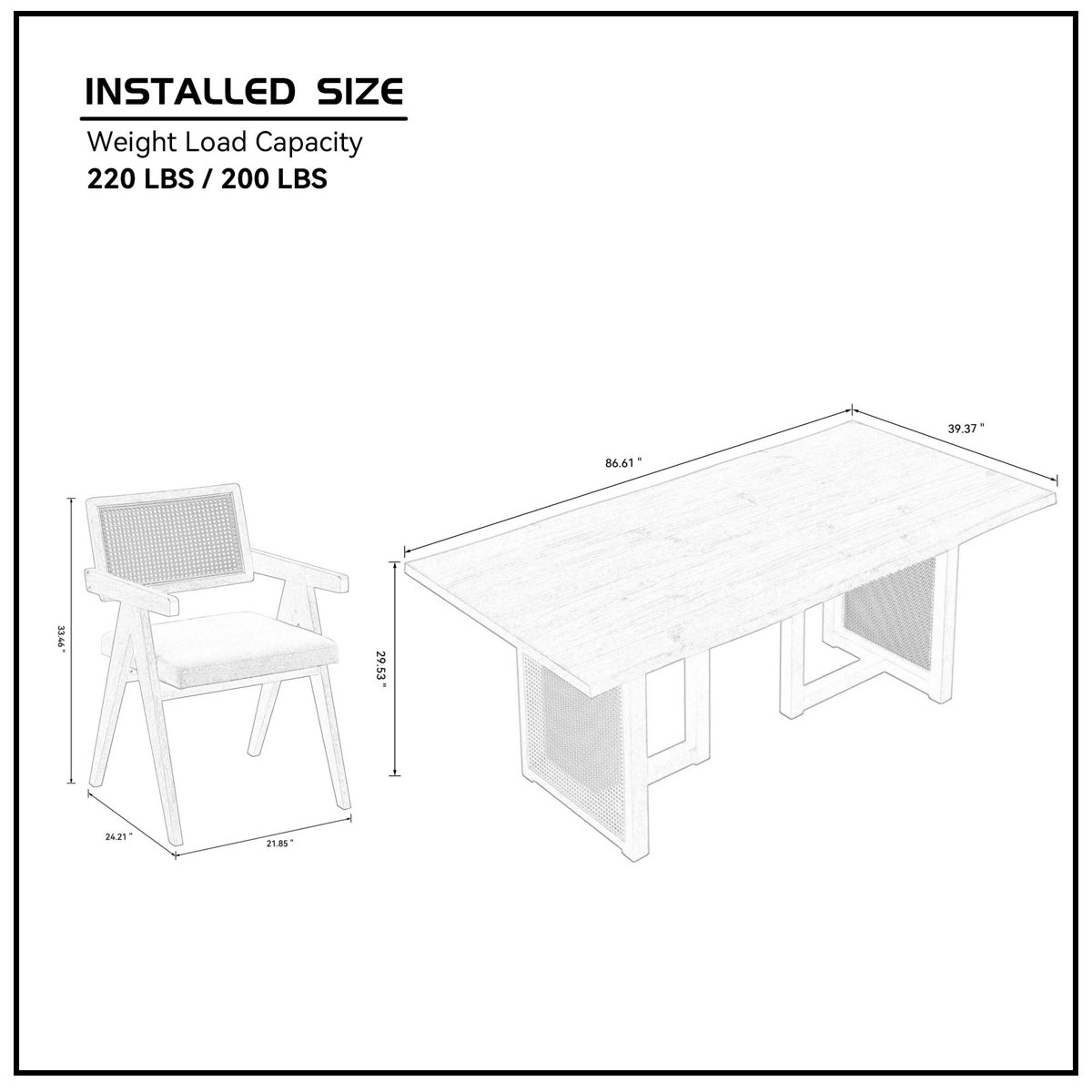 Corrigan Studio® Mid-Century Modern Rectangular Waves Dining Table Set With Rattan Weave Design ...
